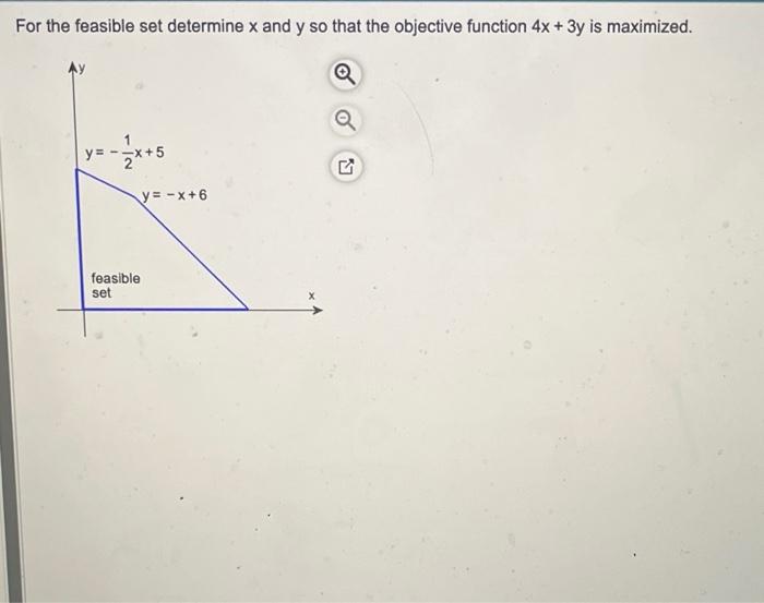 Solved For the feasible set determine x and y so that the | Chegg.com