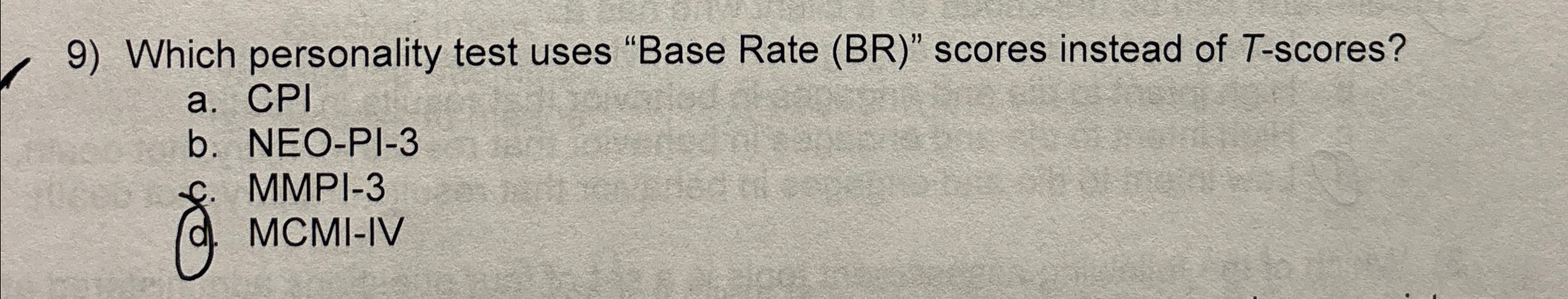 Solved Which personality test uses "Base Rate (BR)" ﻿scores | Chegg.com