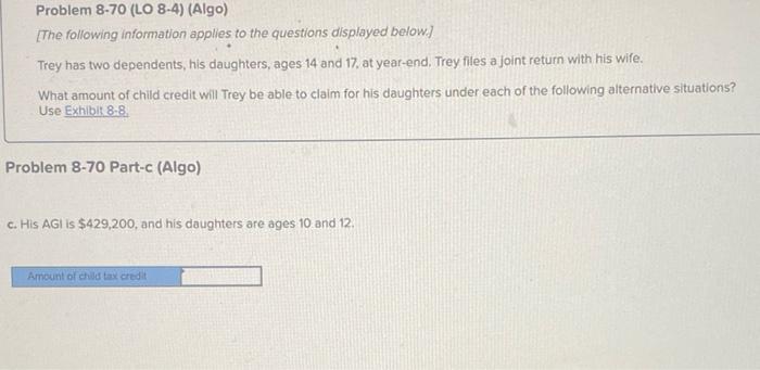Solved Required information Problem 8-70 (LO 8-4) (Algo) | Chegg.com