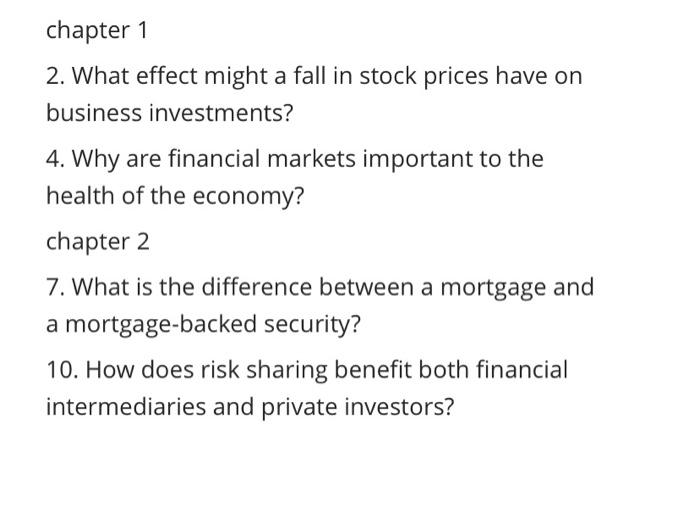 Solved chapter 1 2. What effect might a fall in stock prices | Chegg.com