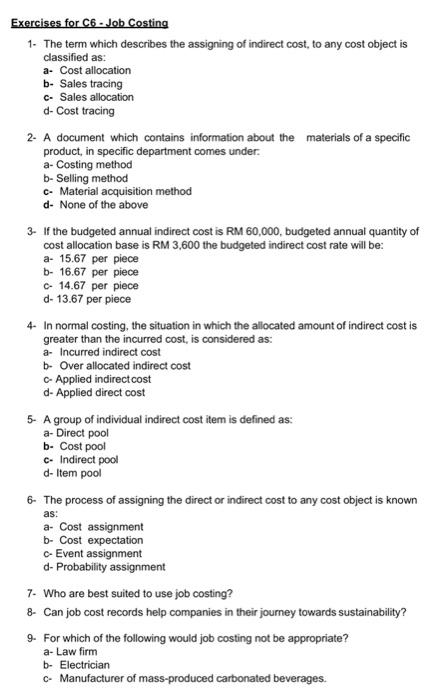 Solved Chapter 5 - Activity Based Costing 1- Under ABC, | Chegg.com