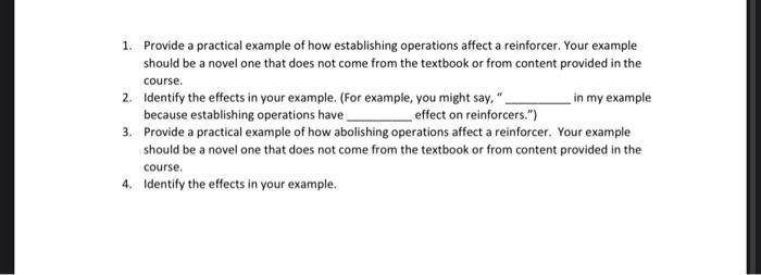 Solved 1. Provide a practical example of how establishing | Chegg.com