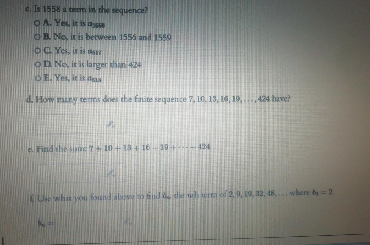Solved Consider the sequence 7, 10, 13, 16, 19, ... with Q1 | Chegg.com