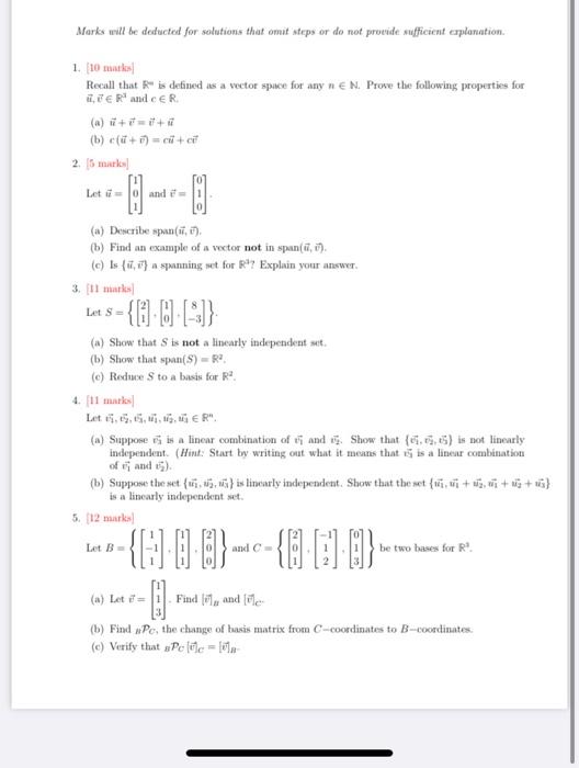 Solved Marks will be deducted for solutions that omit steps | Chegg.com