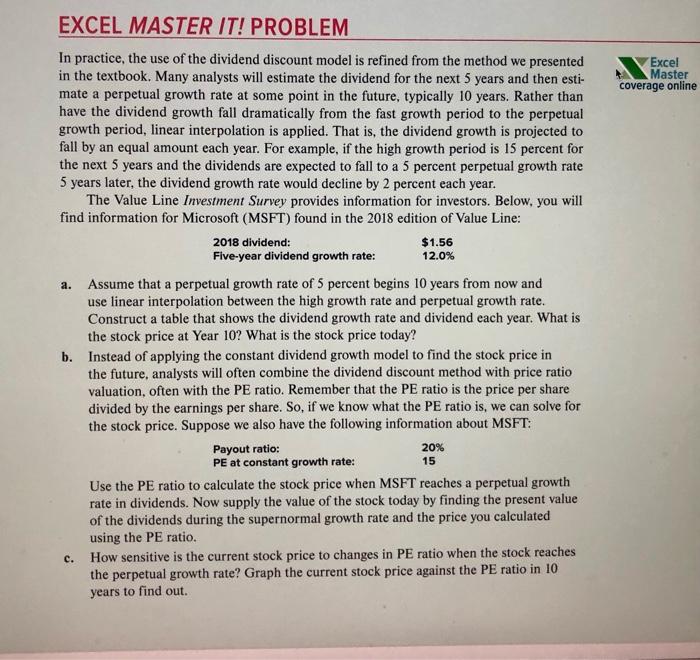 EXCEL MASTER IT! PROBLEM Excel Master coverage online | Chegg.com