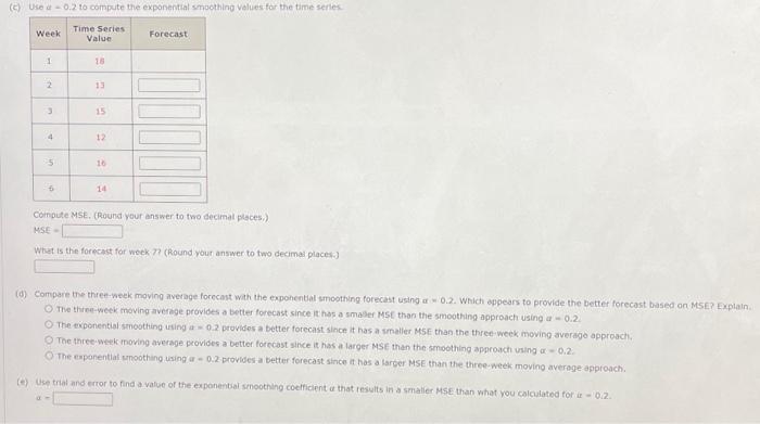 Solved Consider the following time series data. (a) | Chegg.com