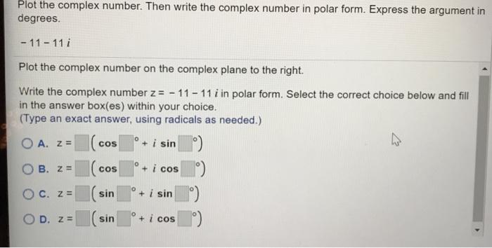 Solved Plot the complex number. Then write the complex | Chegg.com