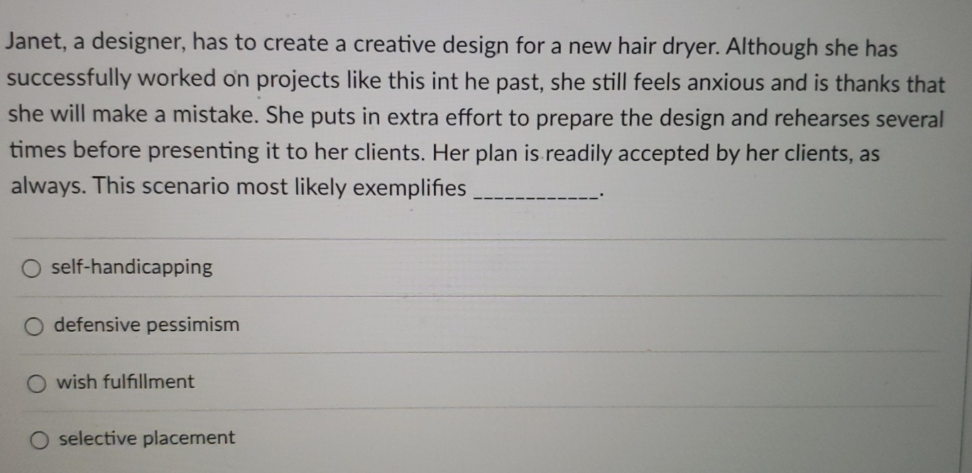 Solved Janet, a designer, has to create a creative design | Chegg.com