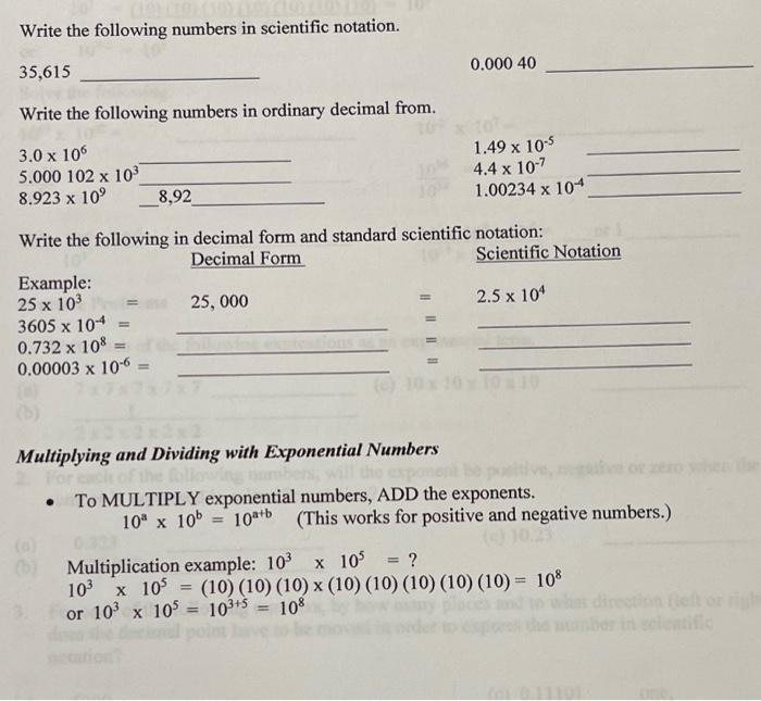Solved Write the following numbers in scientific notation. | Chegg.com