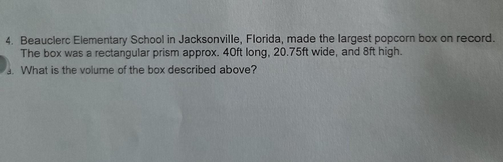 Solved 4. Beauclerc Elementary School in Jacksonville, | Chegg.com
