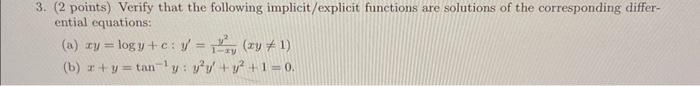 Solved 3. ( 2 points) Verify that the following | Chegg.com