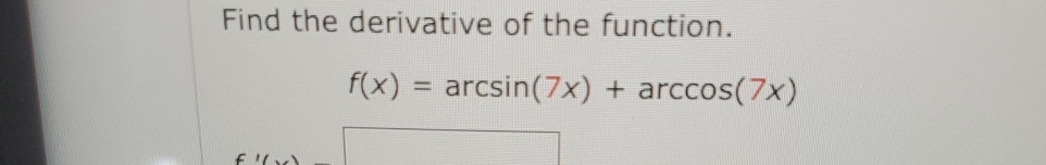 Solved Find the derivative of the | Chegg.com
