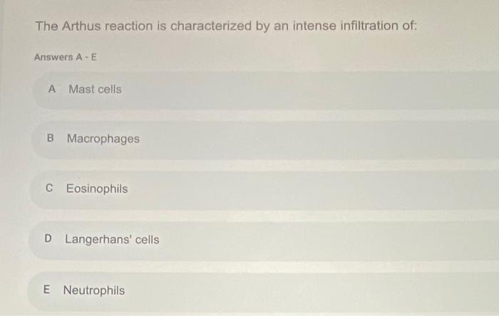 Solved The Arthus reaction is characterized by an intense | Chegg.com