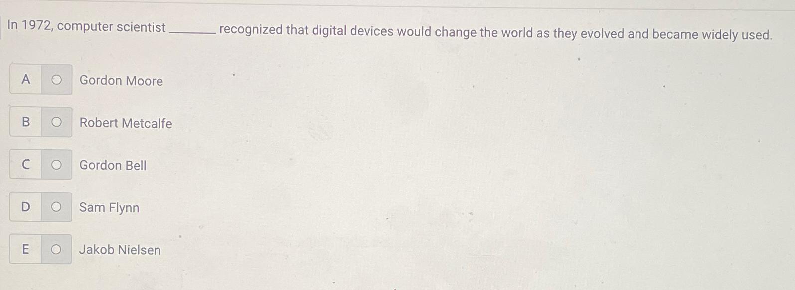 Solved In 1972, ﻿computer scientist recognized that digital | Chegg.com
