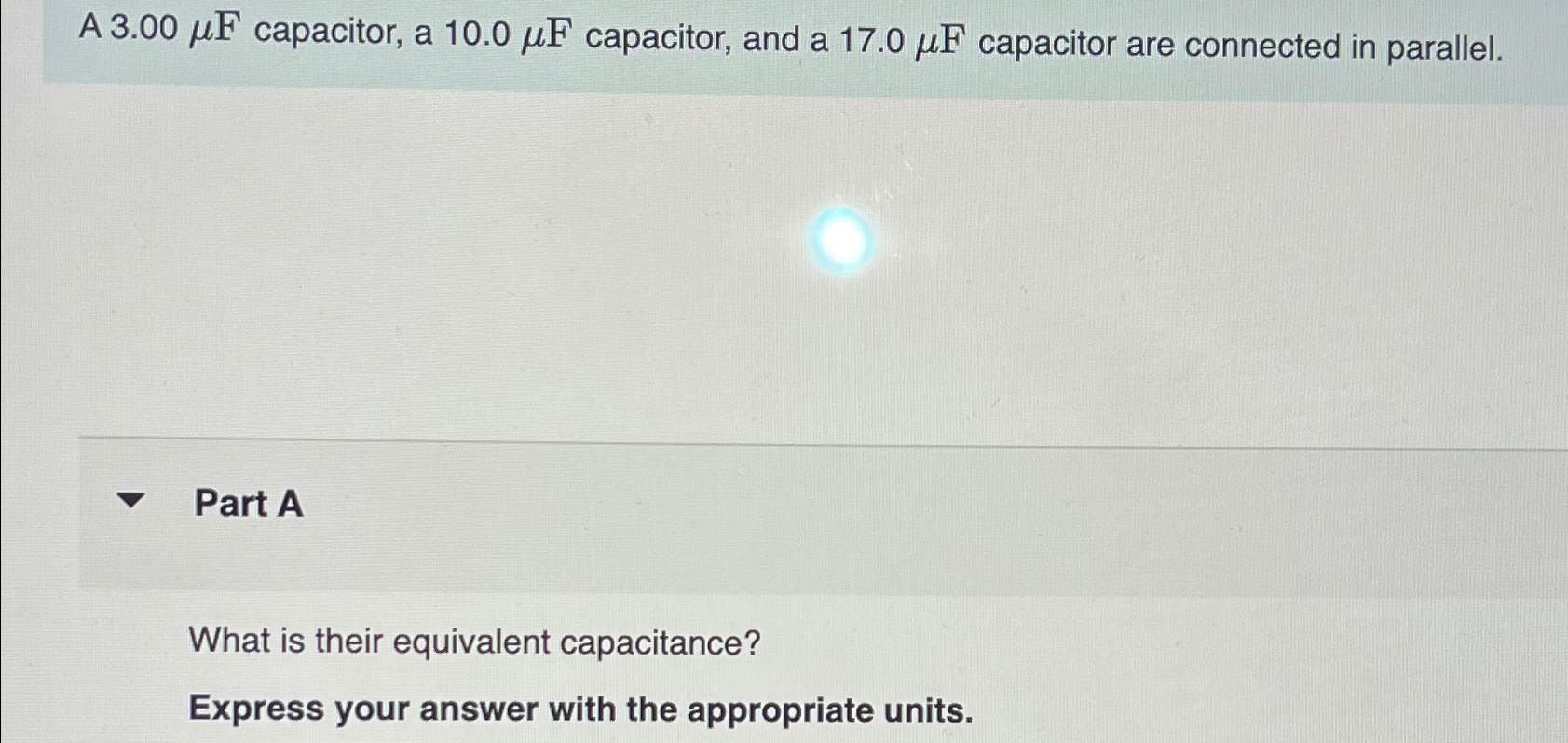 Solved A 3.00μF ﻿capacitor, a 10.0μF ﻿capacitor, and a | Chegg.com
