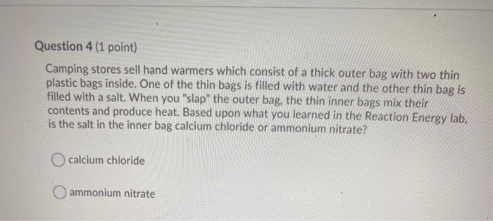 Solved Question 1 (1 point) When 20 grams of a salt is | Chegg.com