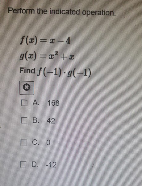 Solved Evaluate each function. f(x)= –2+ + 3; Find f(-1) A. | Chegg.com