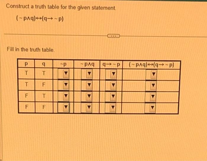 Solved Construct a truth table for the given statement. | Chegg.com