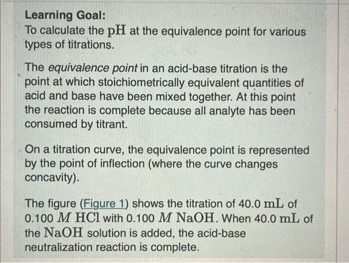 Solved Learning Goal: To calculate the pH at the equivalence | Chegg.com