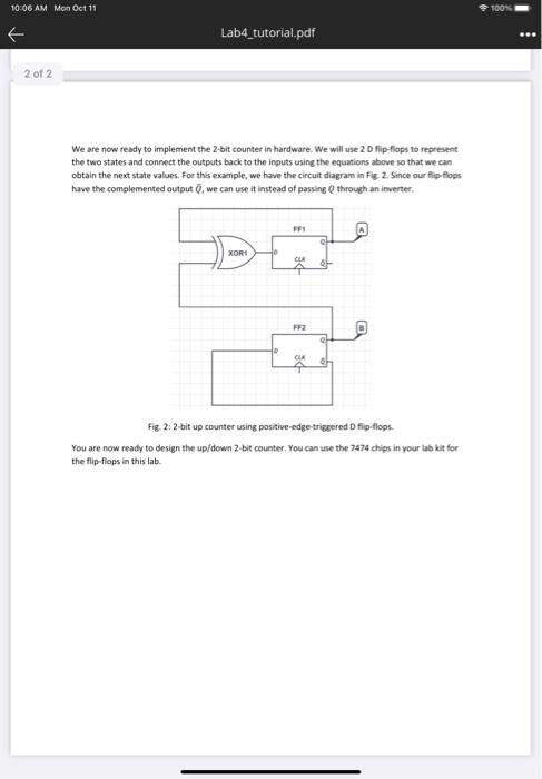 Solved 2-bit Up Counter A 2-bit counter uses two flip flops | Chegg.com