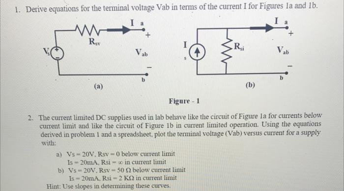 Solved 1. Derive equations for the terminal voltage Vab in | Chegg.com