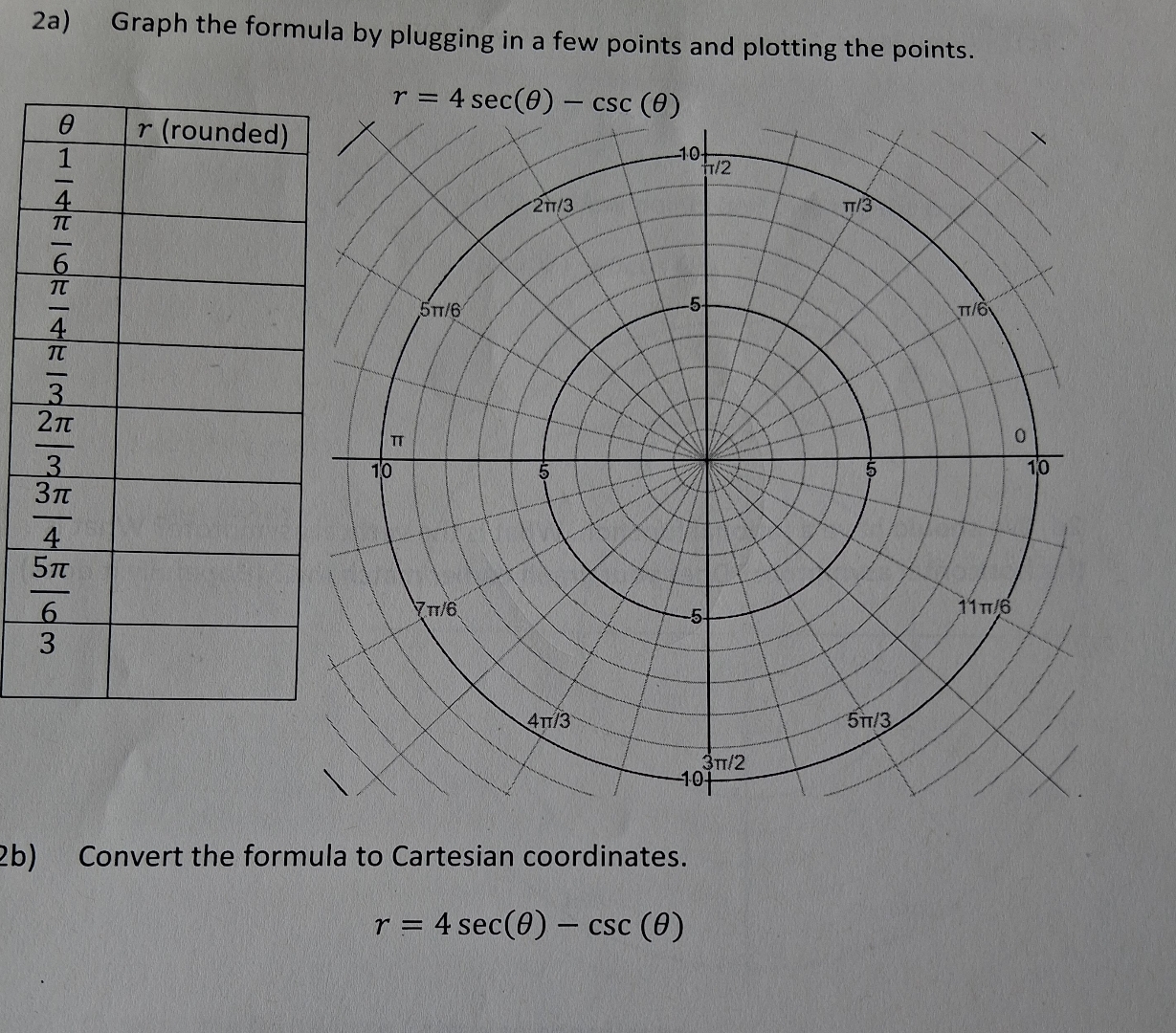 Solved 2a) ﻿Graph the formula by plugging in a few points | Chegg.com