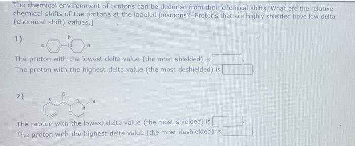 Solved The chemical environment of protons can be deduced | Chegg.com