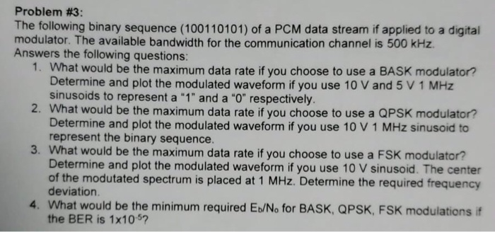 Problem #3: The following binary sequence (100110101) | Chegg.com