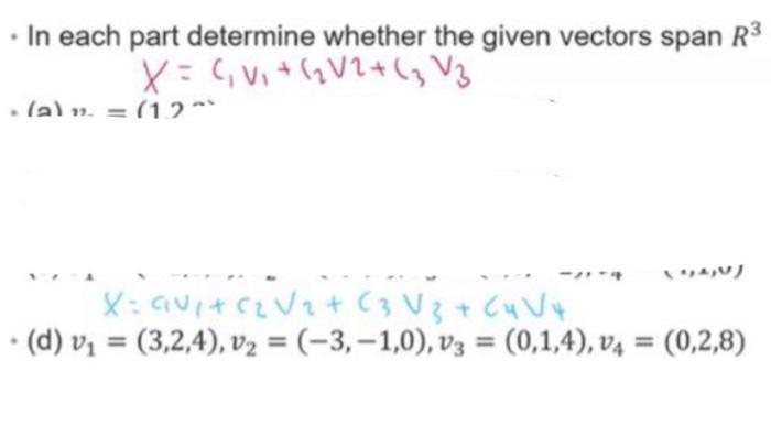 Solved • In Each Part Determine Whether The Given Vectors