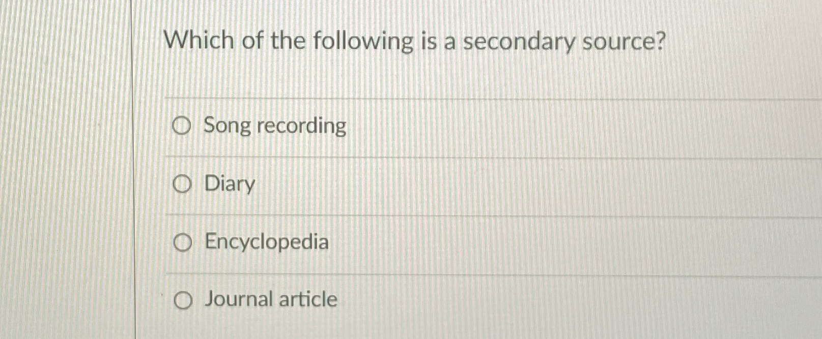 Solved Which of the following is a secondary source?Song | Chegg.com