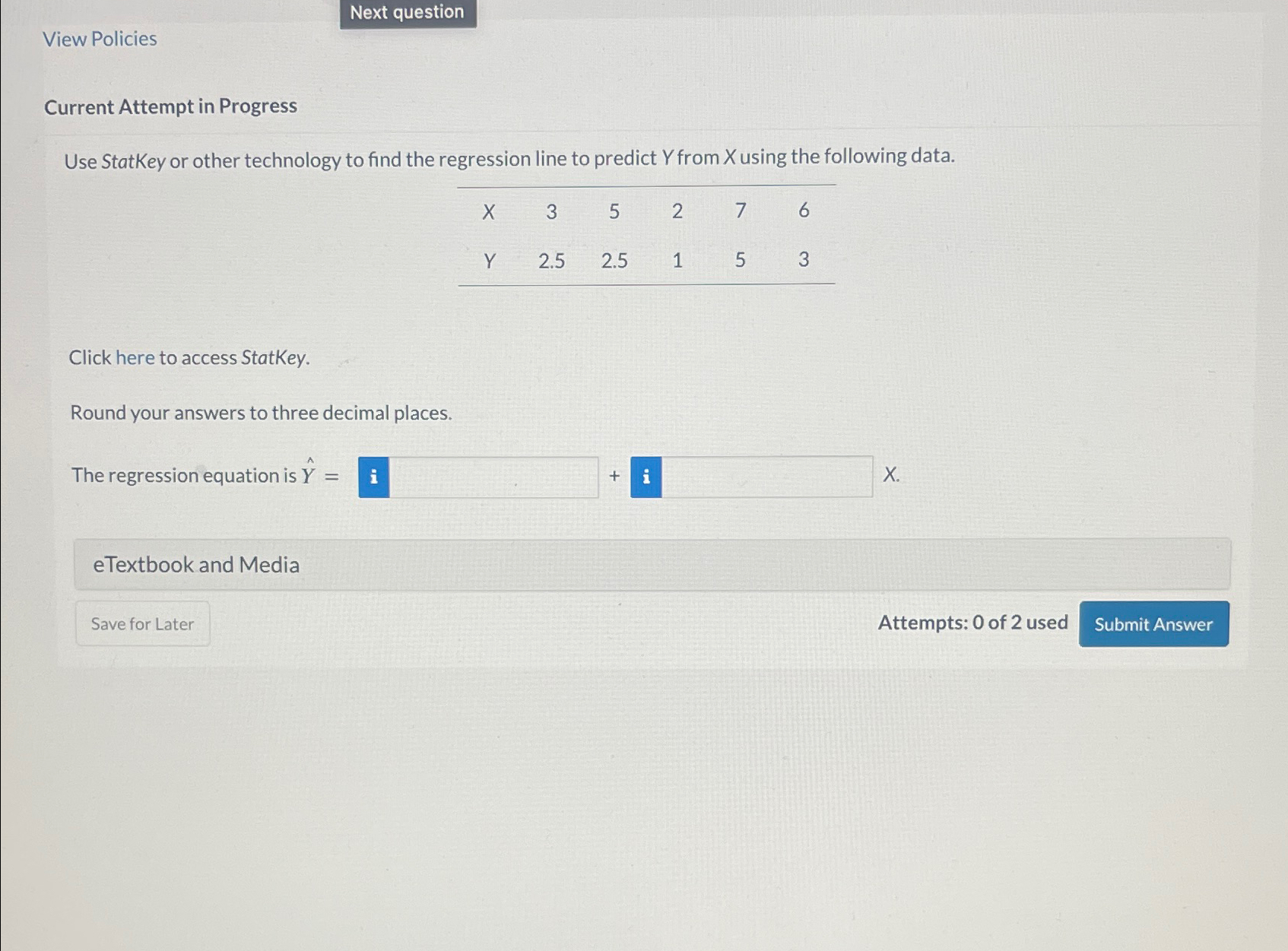 Solved View PoliciesCurrent Attempt in ProgressUse StatKey | Chegg.com