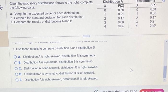 Solved Given the probability distributions shown to the | Chegg.com