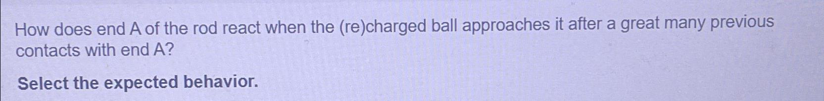 Solved How does end A ﻿of the rod react when the (re)charged | Chegg.com