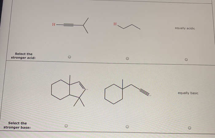 Solved In each row of the table below, select the stronger | Chegg.com