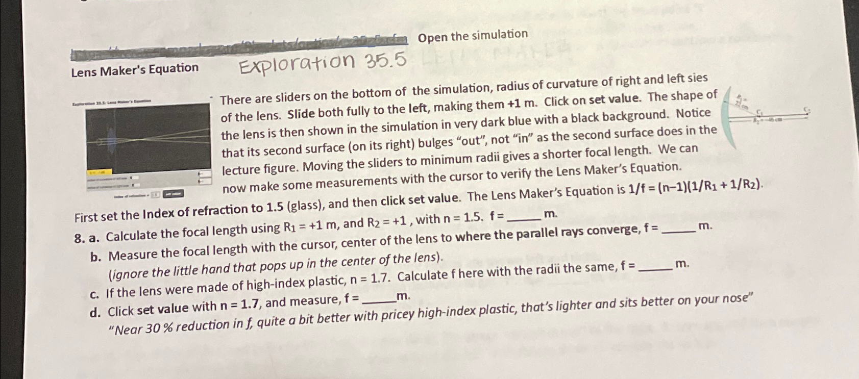 Solved Help with lab please. Exploration 35.5 ﻿:Lens Maker's | Chegg.com