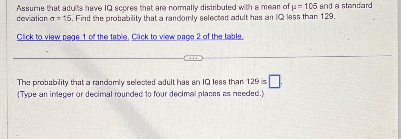 Solved Assume that adults have IQ scores that are normally | Chegg.com