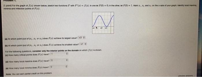 Solved om point for the graph of f(x) shown below.sketch two | Chegg.com