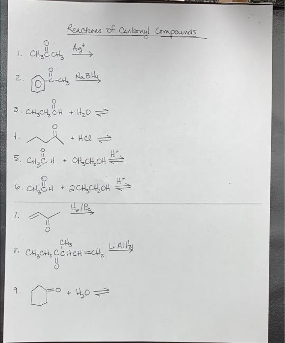Solved Reactions of Carbonyl compounds 1. Checity Agt, N | Chegg.com