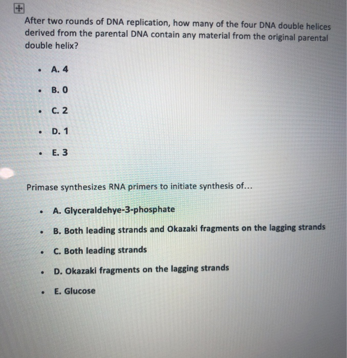 Solved After two rounds of DNA replication, how many of the | Chegg.com
