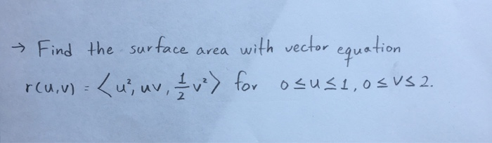 Solved area Find the surface with vector equation | Chegg.com