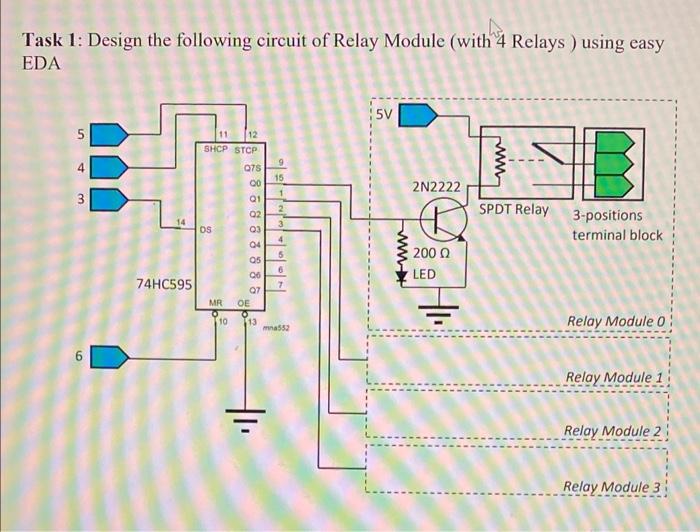 Solved Task 1: Design the following circuit of Relay Module | Chegg.com