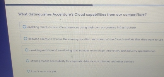 Solved What distinguishes Accenture's Cloud capabilities | Chegg.com