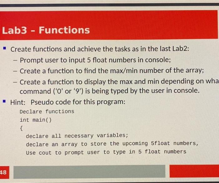 Solved Lab3 - Functions - - • Create functions and achieve | Chegg.com