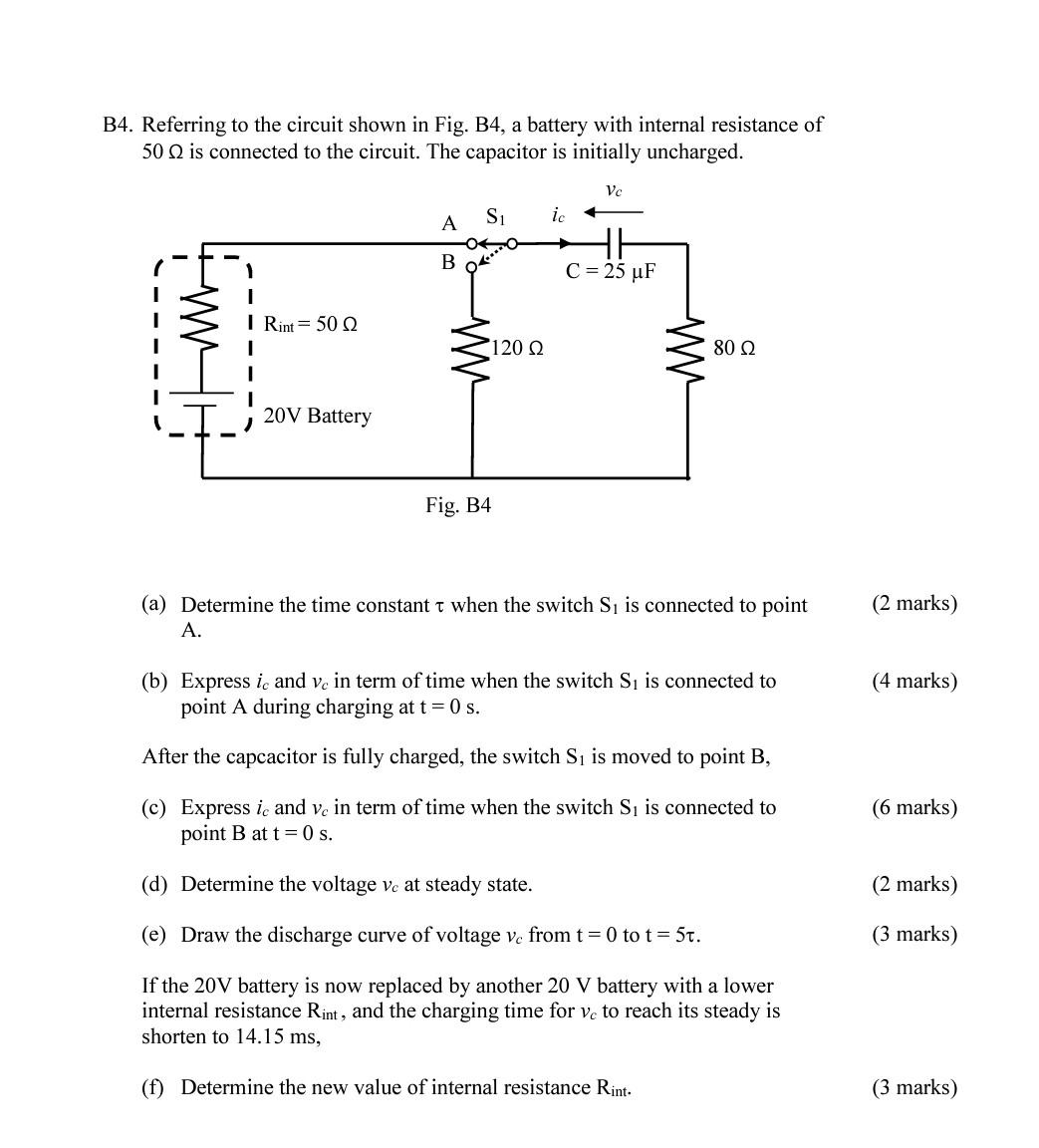 Solved B4. Referring to the circuit shown in Fig. B4, a | Chegg.com