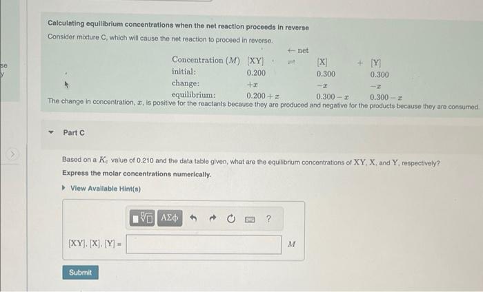Solved Based on a Kc value of 0.210 and the given data | Chegg.com