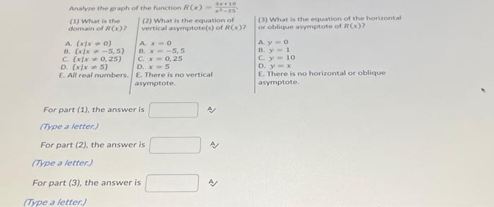 Solved Analyze the graph of the function R(x)=x2−253x+10 | Chegg.com