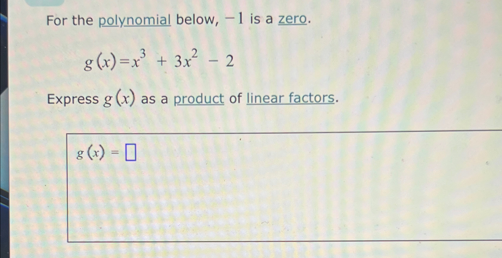 Solved For the polynomial below, -1 ﻿is a | Chegg.com