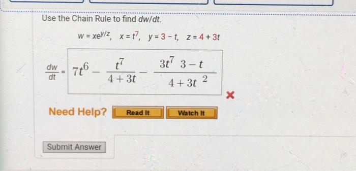Solved Use the Chain Rule to find dw/dt. | Chegg.com