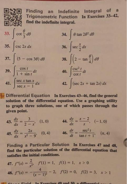 Solved Finding an Indefinite Integral of a Trigonometric | Chegg.com