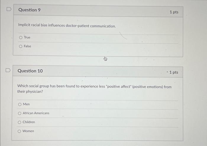 Solved Implicit racial bias influences doctor-patient | Chegg.com